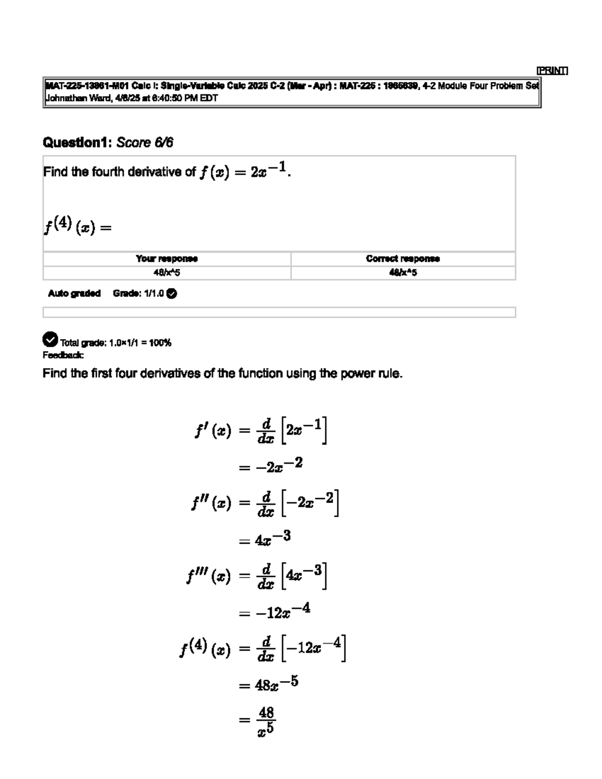 MAT 225: Calc I - Module 4 Problem Set Solutions - Studocu