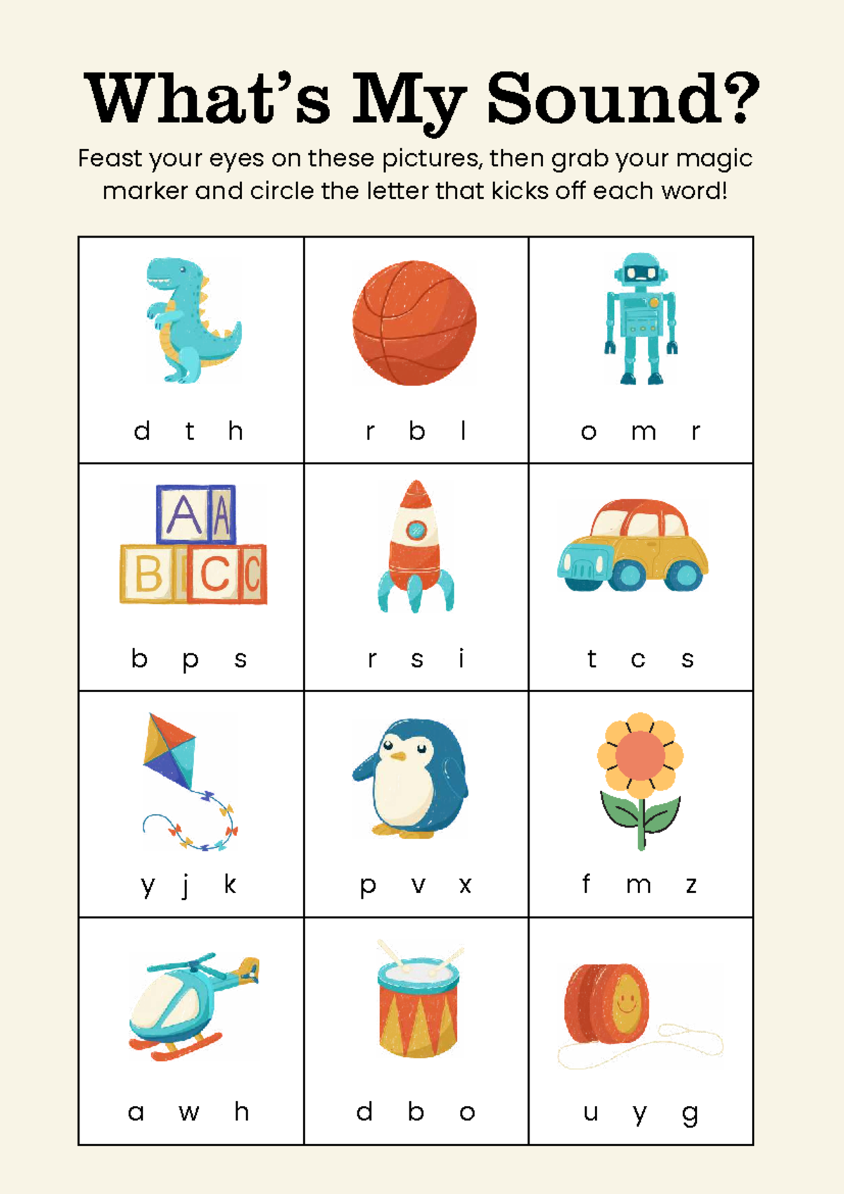 What's my Sound Educational Worksheet in Illustrative Style - Bachelor ...