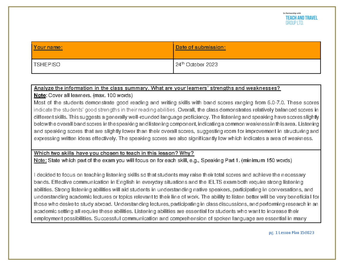 IELTS Exam Assignment: Listening Module Strategies for Improvement ...