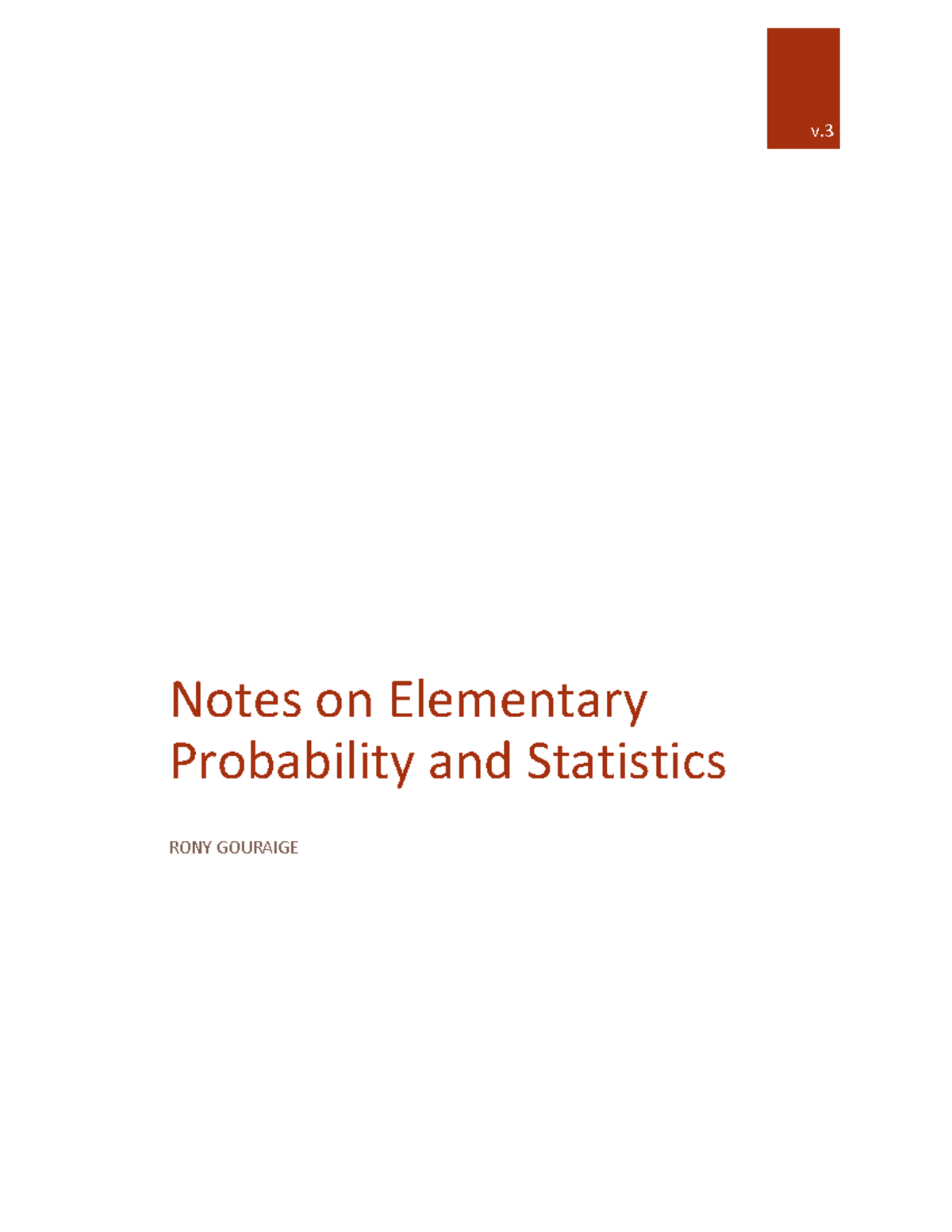 Lecture Notes on Elementary Probability & Statistics (MTH101) - Studocu
