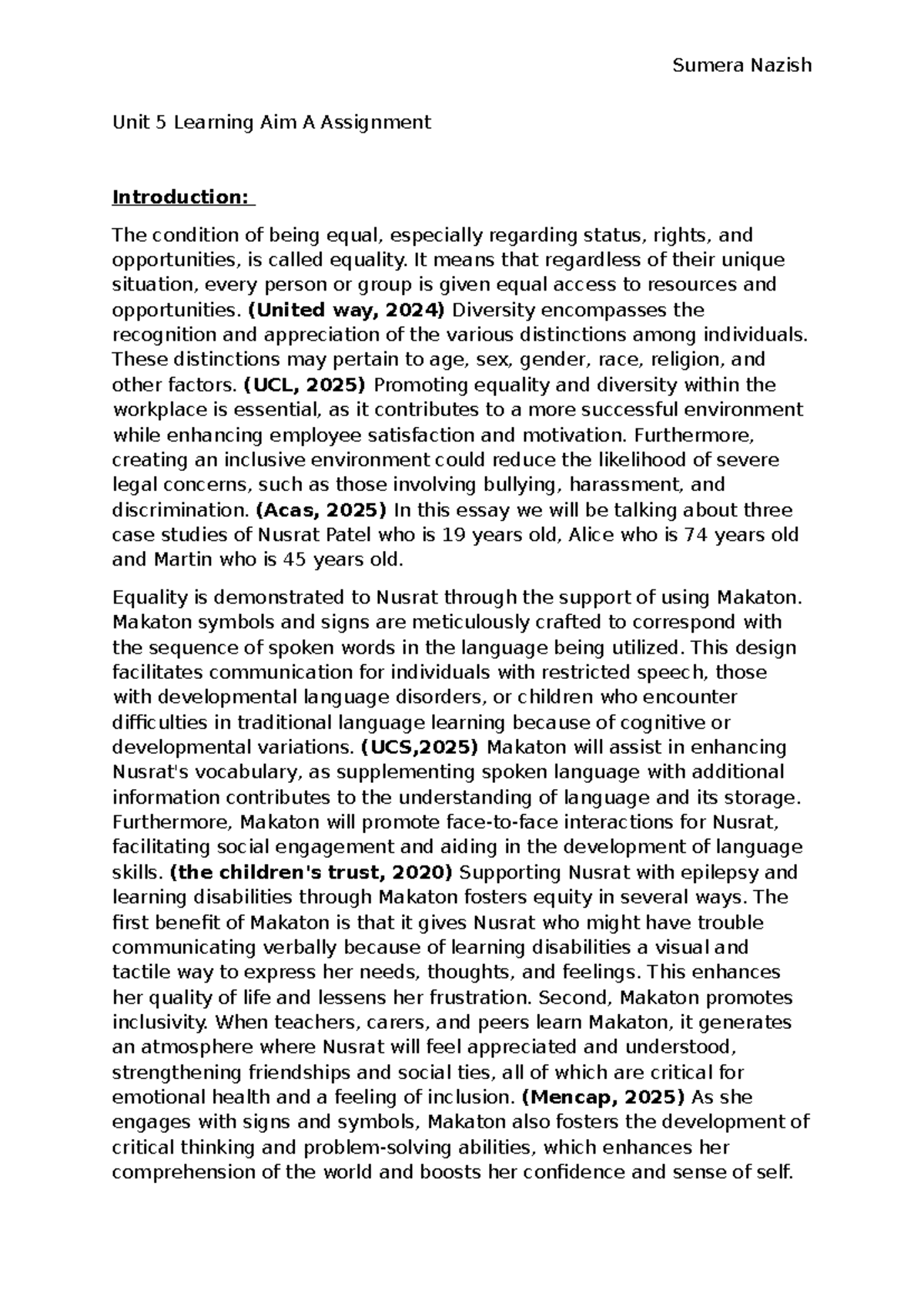 Unit 5 Learning Aim A - Exploring Equality and Diversity Case Studies ...