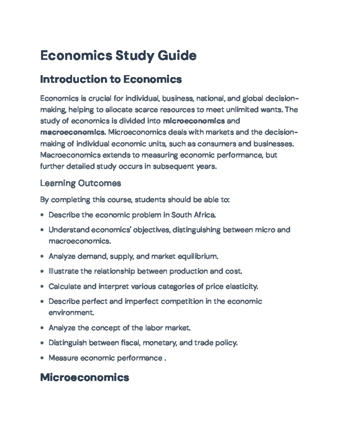 Economics 101 Study Guide: Key Concepts in Micro and Macroeconomics ...