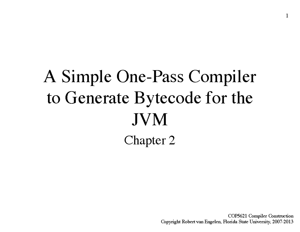 Chapter 2: Compiler Structure and JVM Integration (COP5621) - Studocu