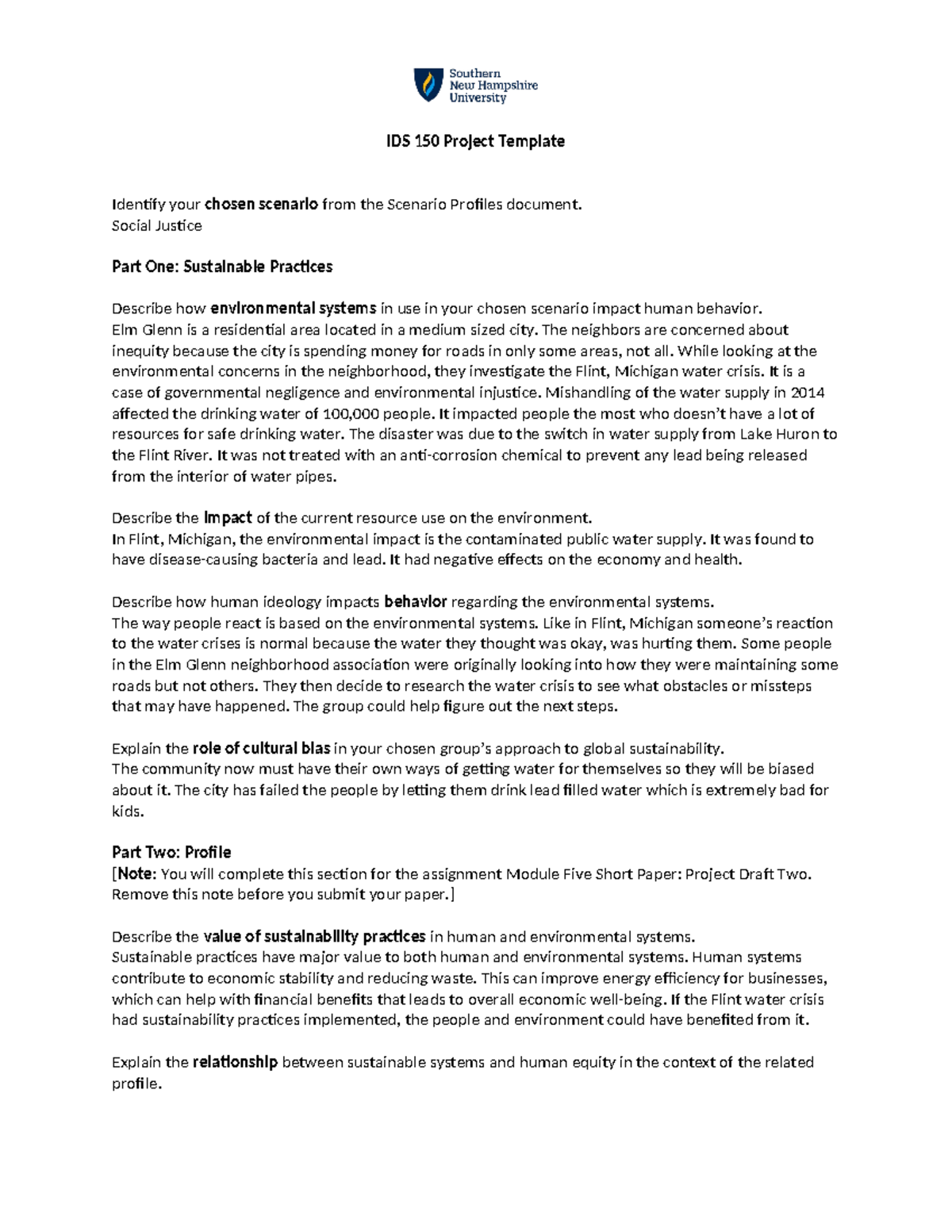 IDS 150 Project Template: Sustainable Practices & Community Action ...