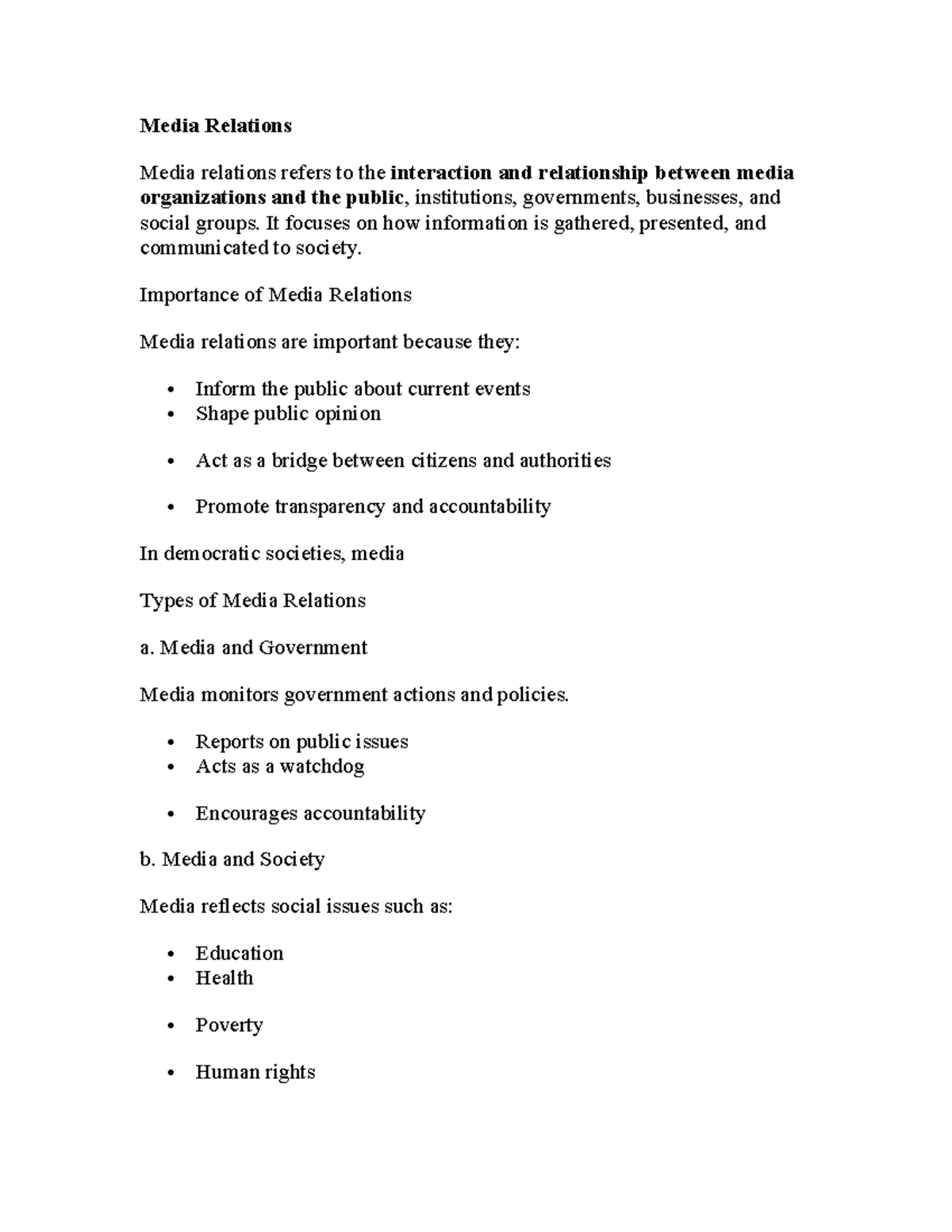 Lec 13: Media Relations and Core Values Explained - Studocu