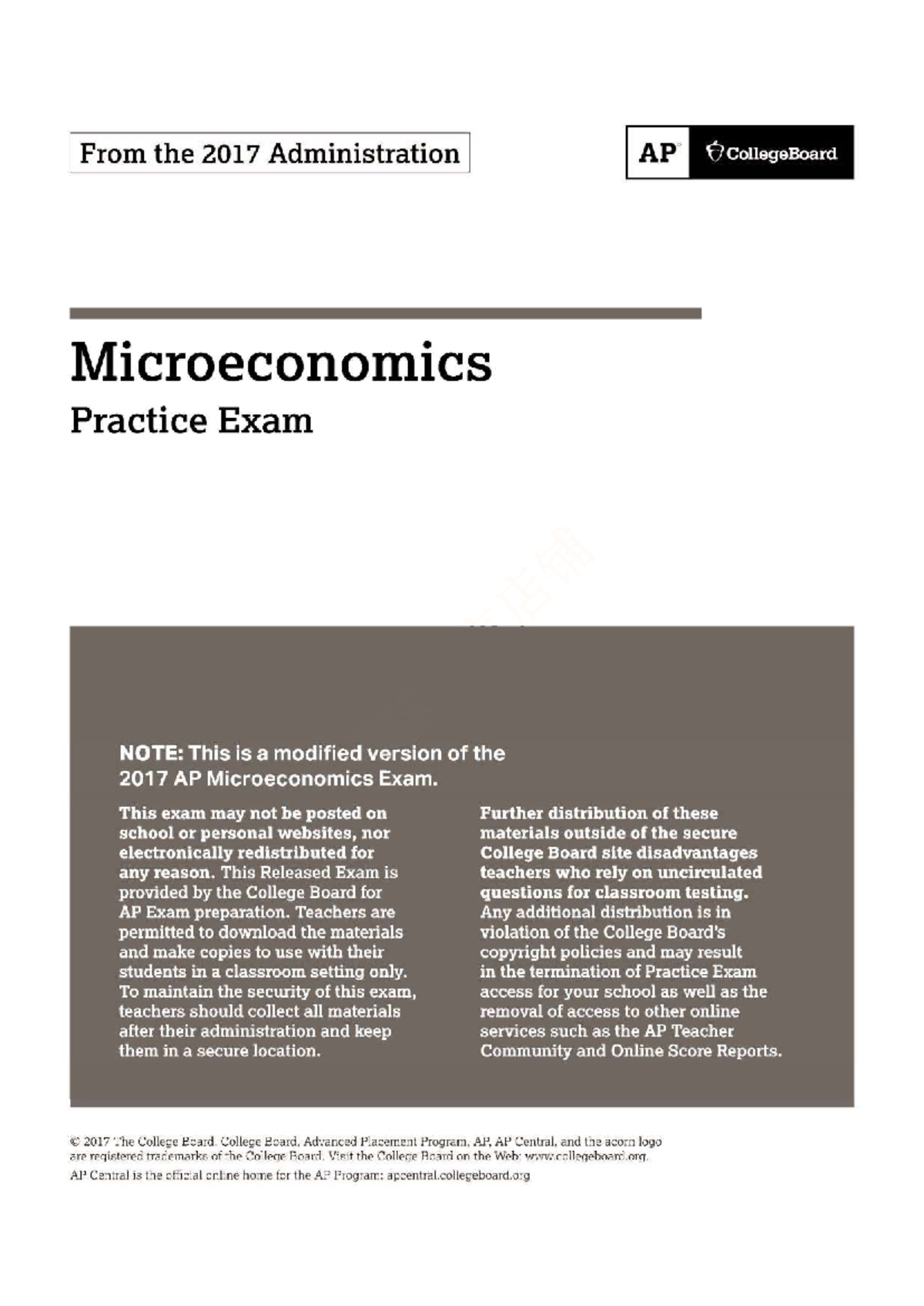 AP Microeconomics 2017 Practice Exam Instructions and Guidelines - Studocu