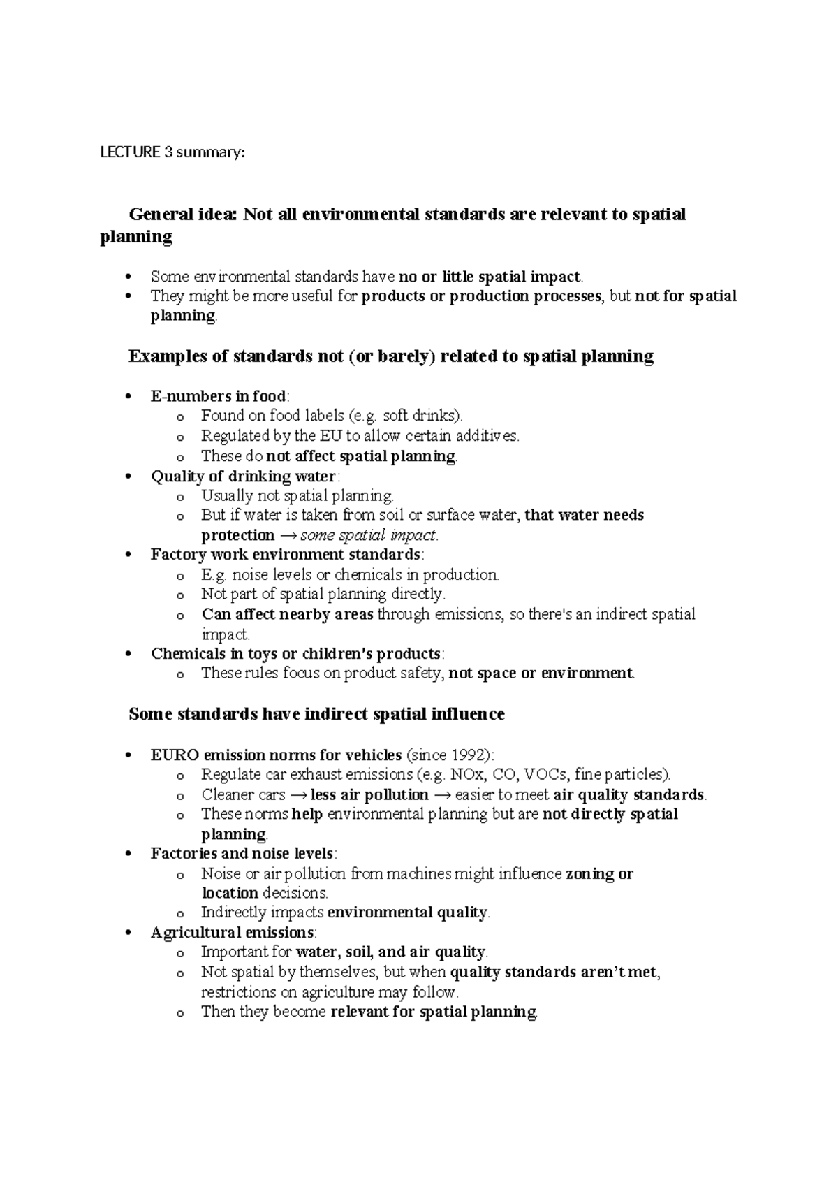 LECTURE 3: Environmental Standards and Spatial Planning Insights ...