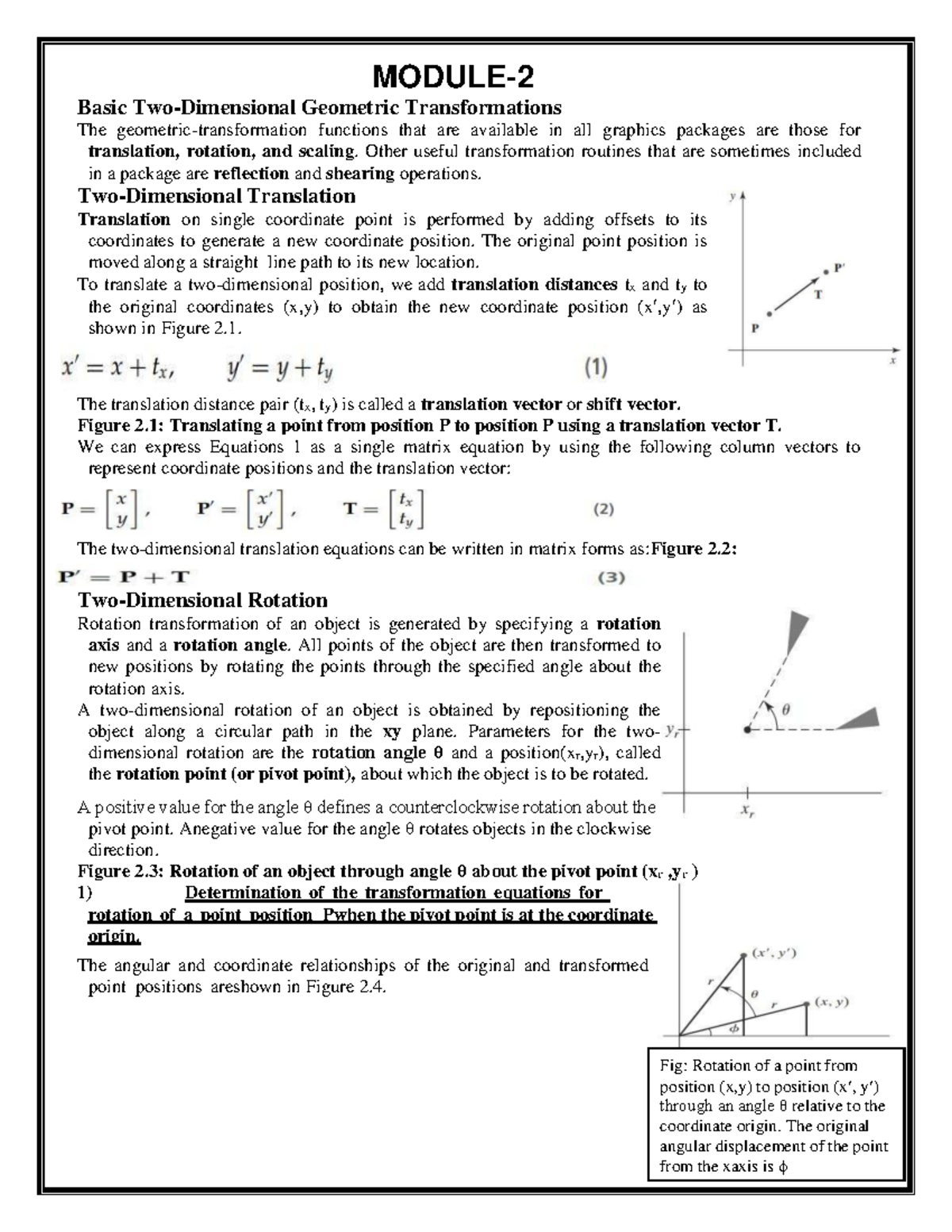 Basic Geometric Transformations in Cg Module 2: Model Q&A - Studocu
