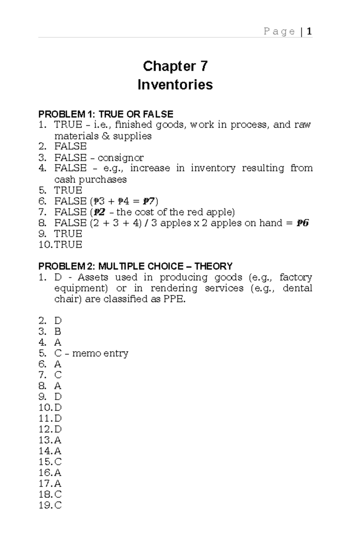 SOL - Chapter 7 Inventory Problems and Solutions (ACCT 101) - Studocu