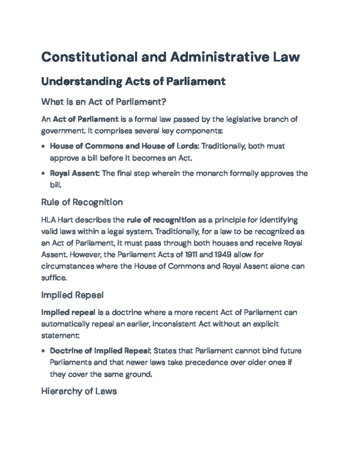 Constitutional & Admin Law: Understanding Acts of Parliament ...