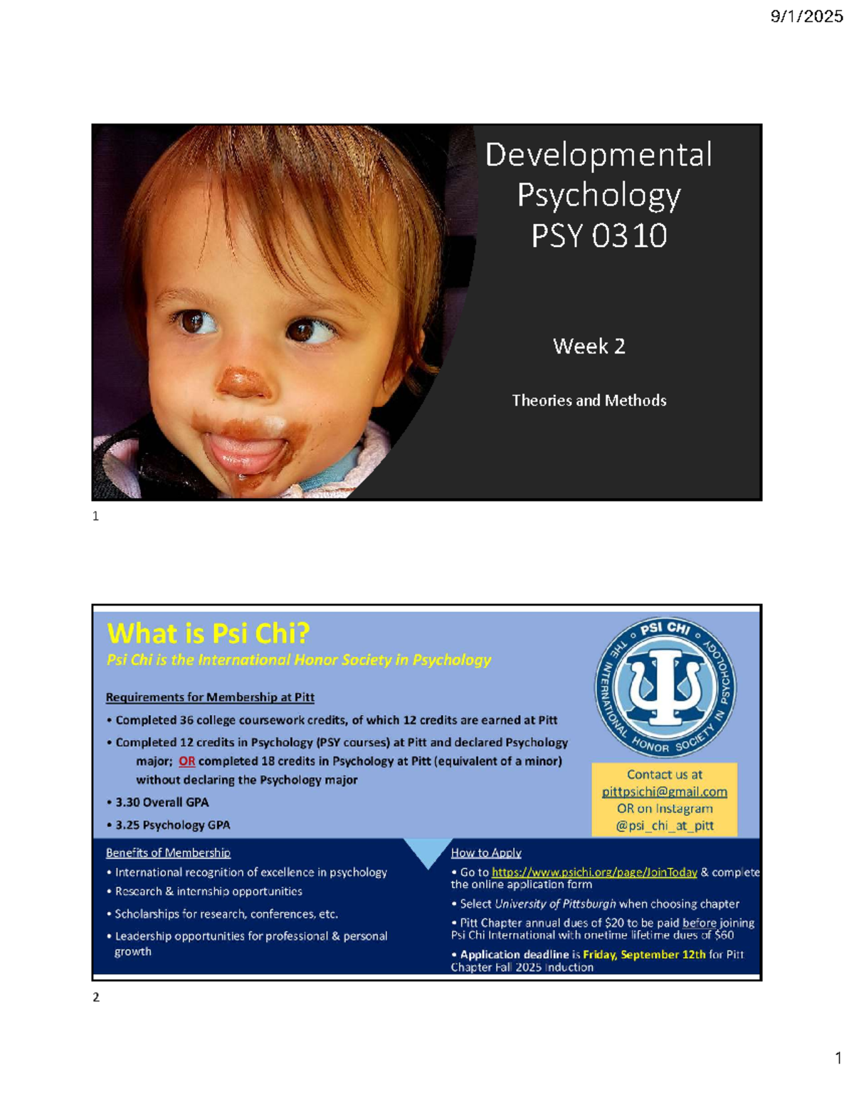 Developmental Psychology: Key Theories & Methods Overview (PSY 0310 ...