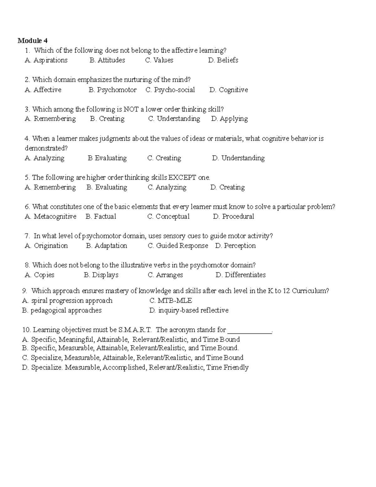 Modules 4 5 review questions - Module 4 1. Which of the following does not belong to the ...