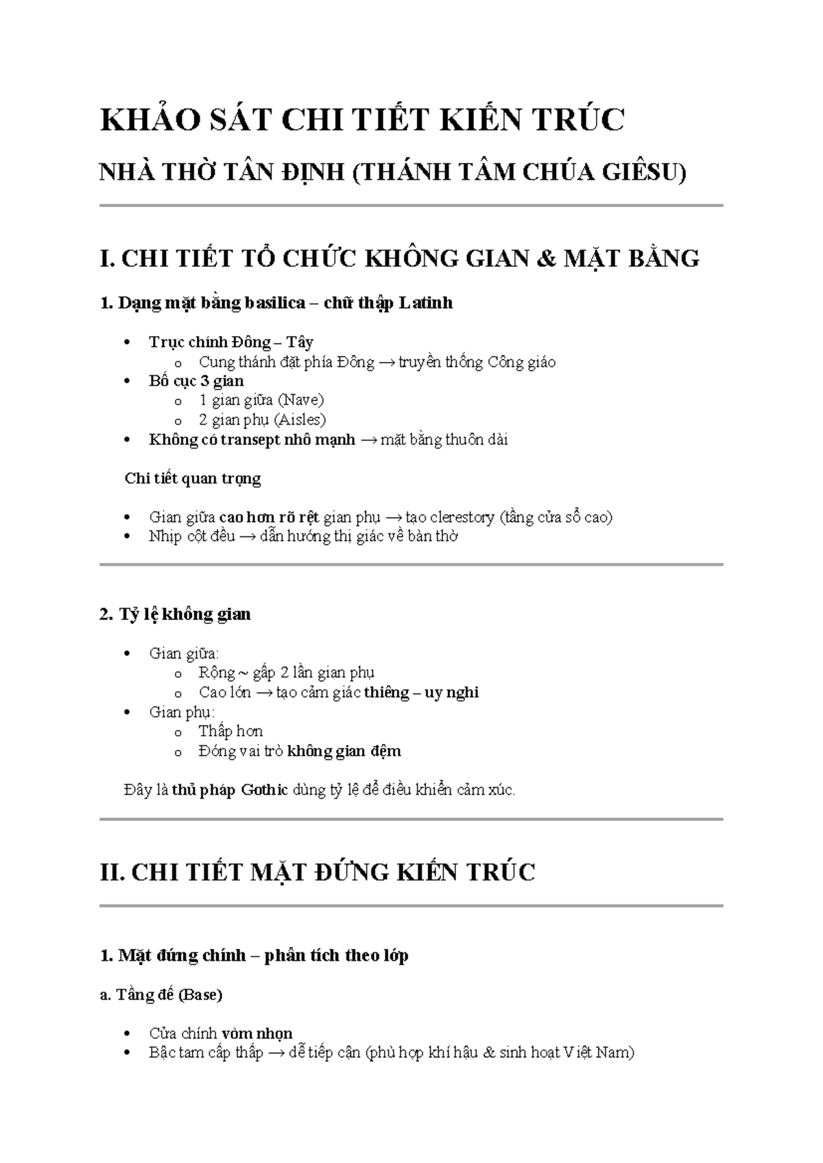 KHẢO SÁT KIẾN TRÚC NHÀ THỜ TÂN ĐỊNH: PHÂN TÍCH CHI TIẾT - Studocu
