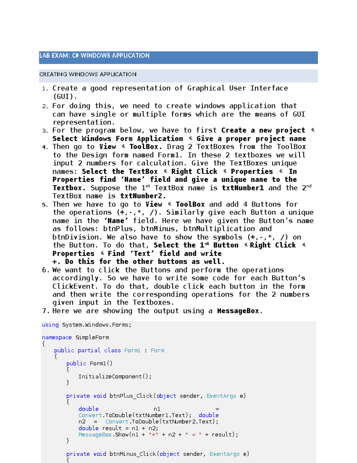 Software Design Prelim Lab Exam - 1 1. Create a good representation of Graphical User Interface ...