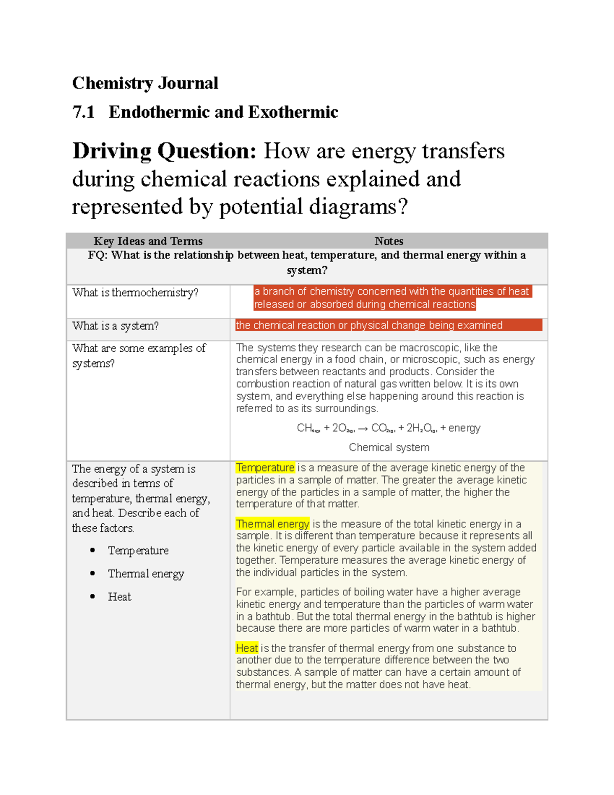 Chemistry 07.01 Journal: Complete Guided Notes on Energy Transfer - Studocu