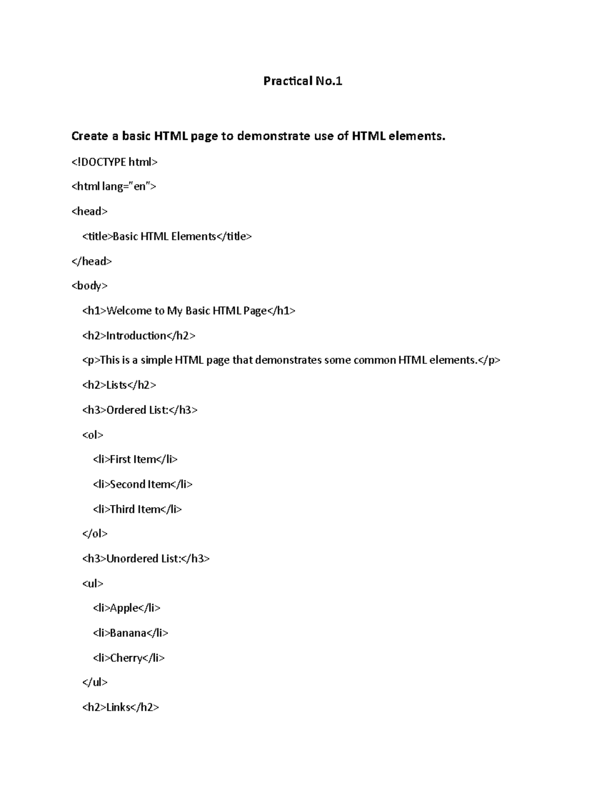WEB 101: Practical Exercises for Basic HTML & CSS Techniques - Studocu