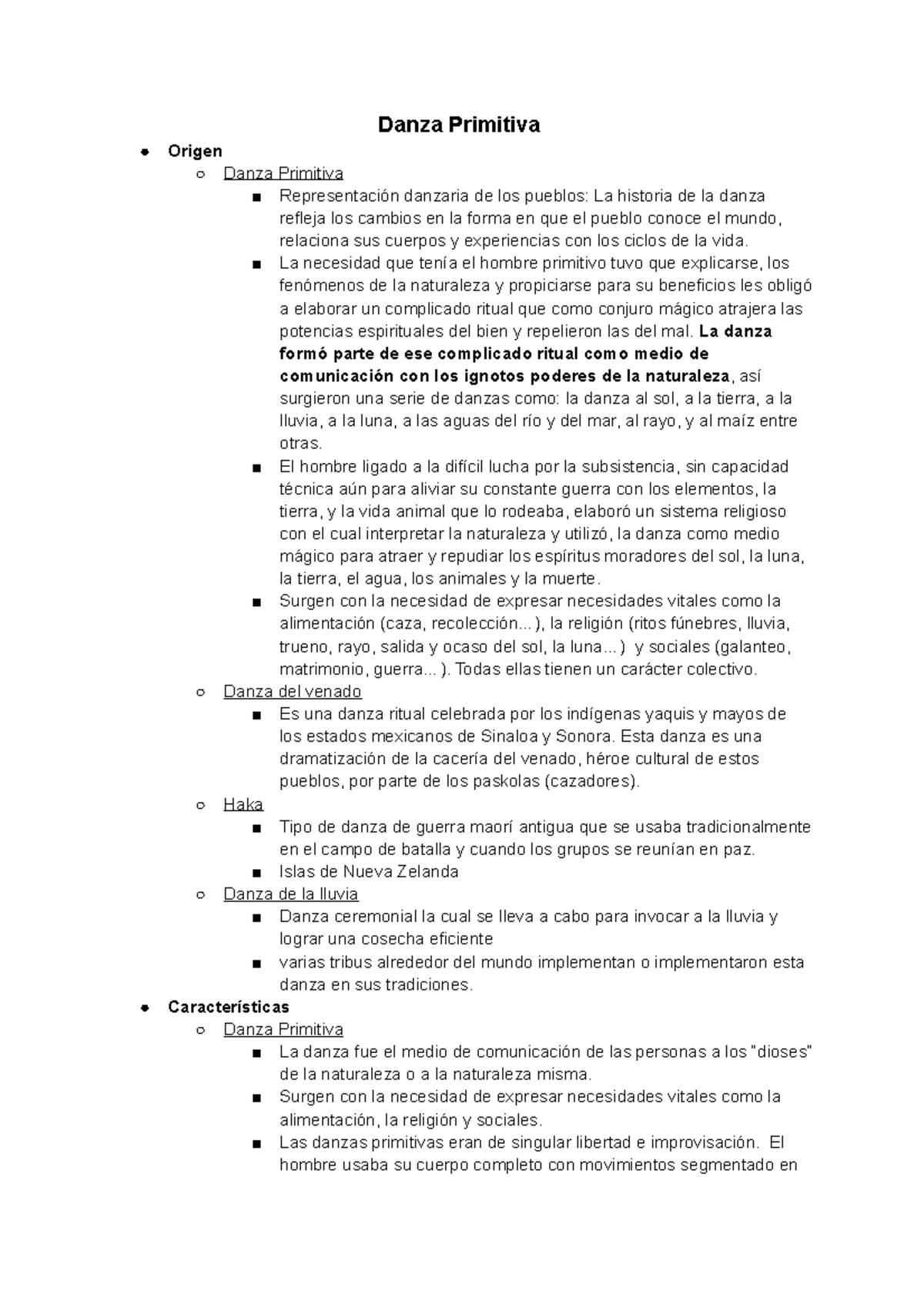 Resumen sobre Danza Primitiva: Orígenes y Rituales Culturales - Studocu