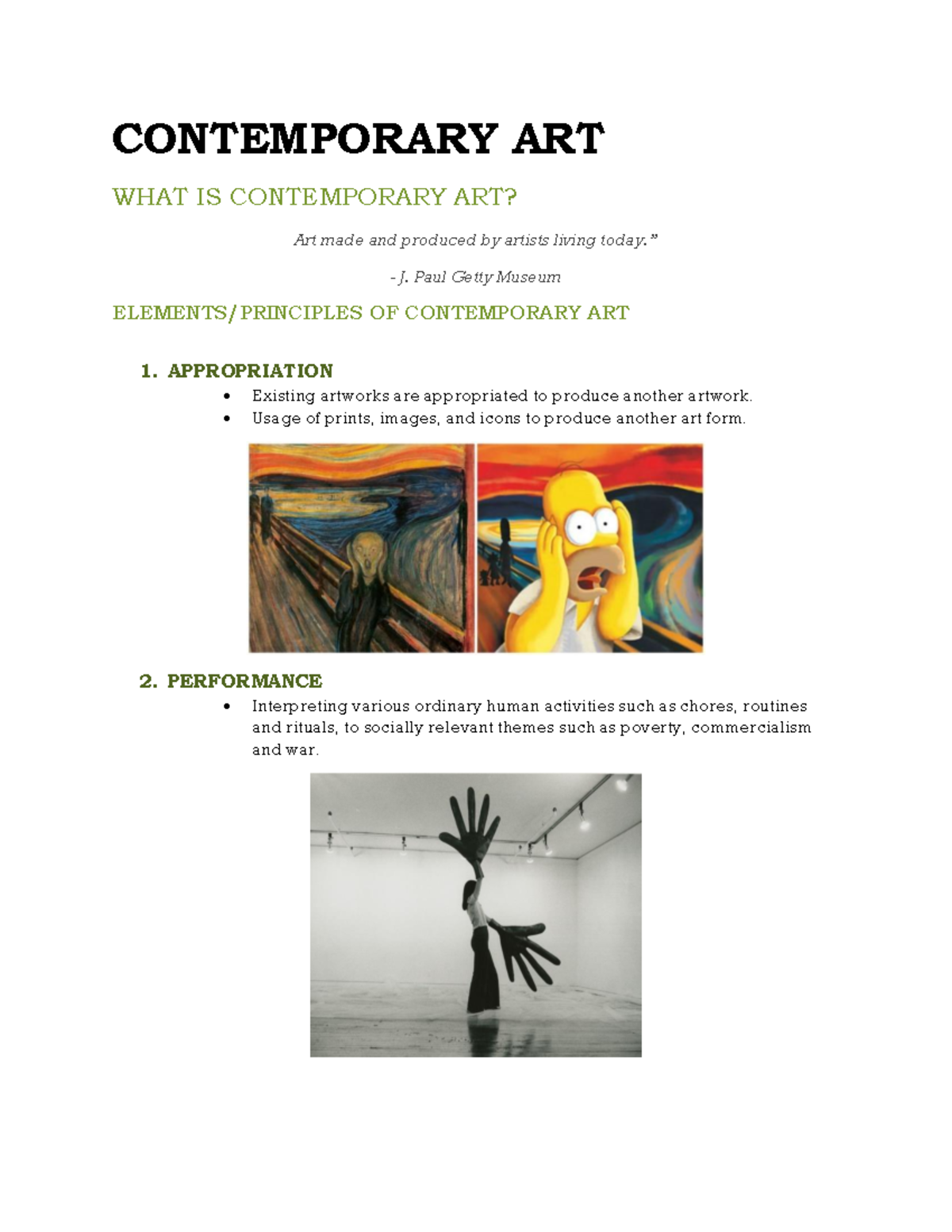 Contemporary Art: Key Elements & Principles Overview - Studocu