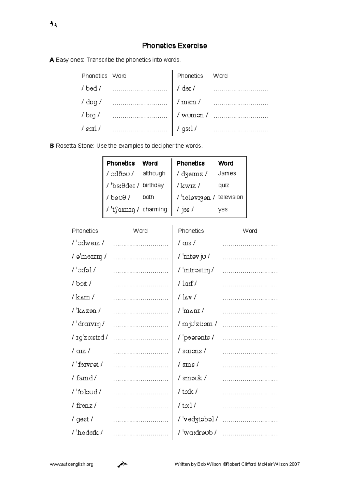 Phonetics Exercise: Transcription Practice and Answers - Studocu