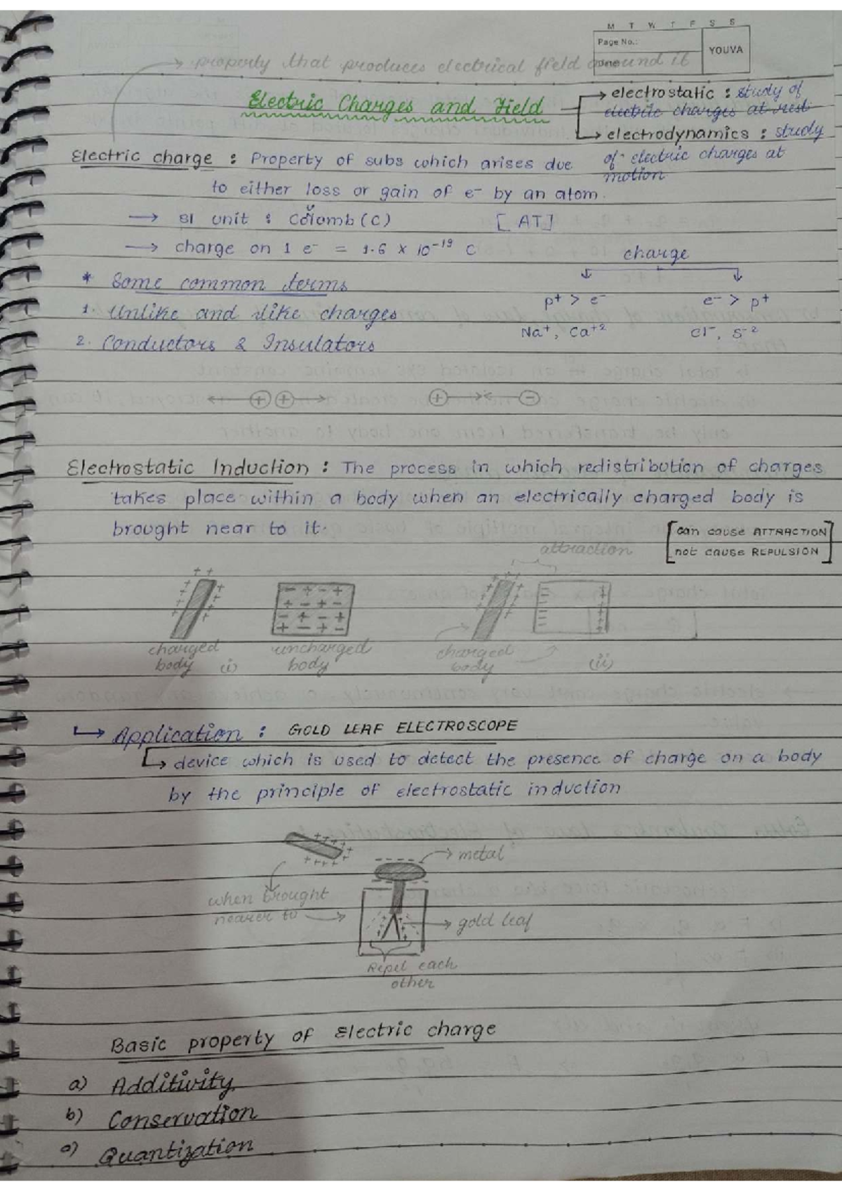 Electrostatics Study Notes - Physics Class MTWTFSS - Studocu
