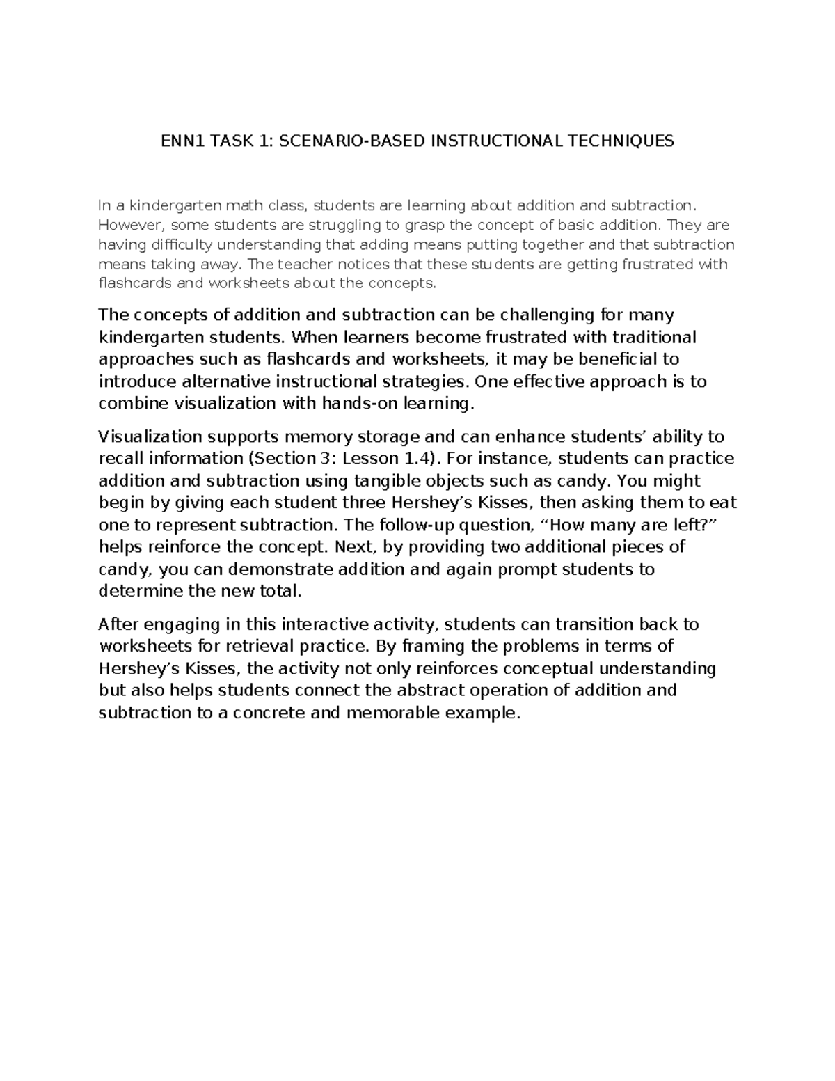 ENN1 TASK 1: ENGAGING INSTRUCTIONAL TECHNIQUES FOR MATH - Studocu