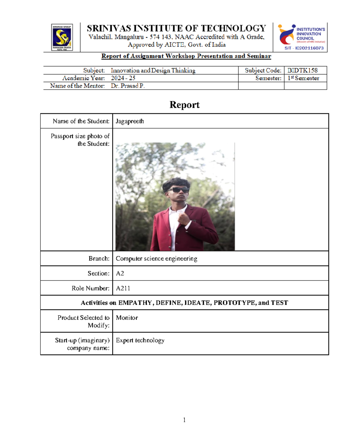 Computer Science Engineering Project Report: Monitor Modification - Studocu