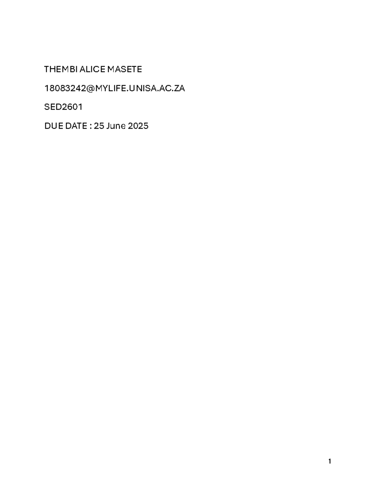 SED2601 Assignment 2: Sociology of Education and Social Institutions ...