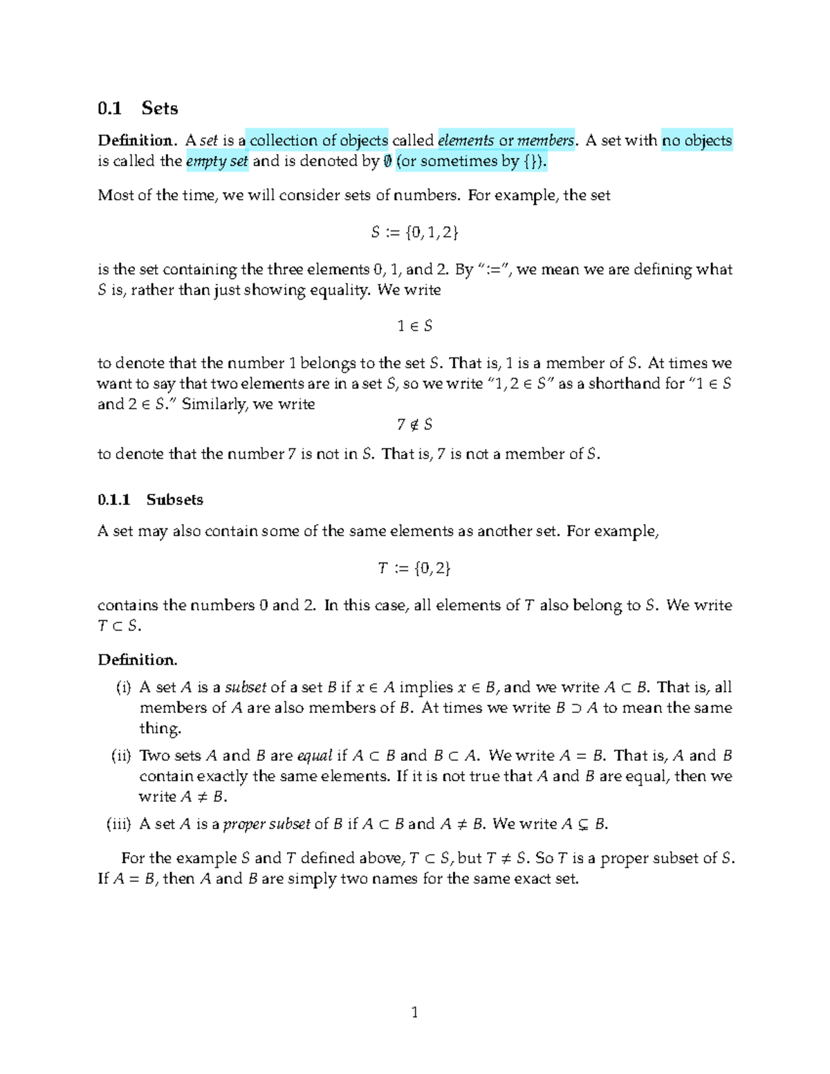 Sets and Operations: Definitions and Examples (MATH 101) - Studocu
