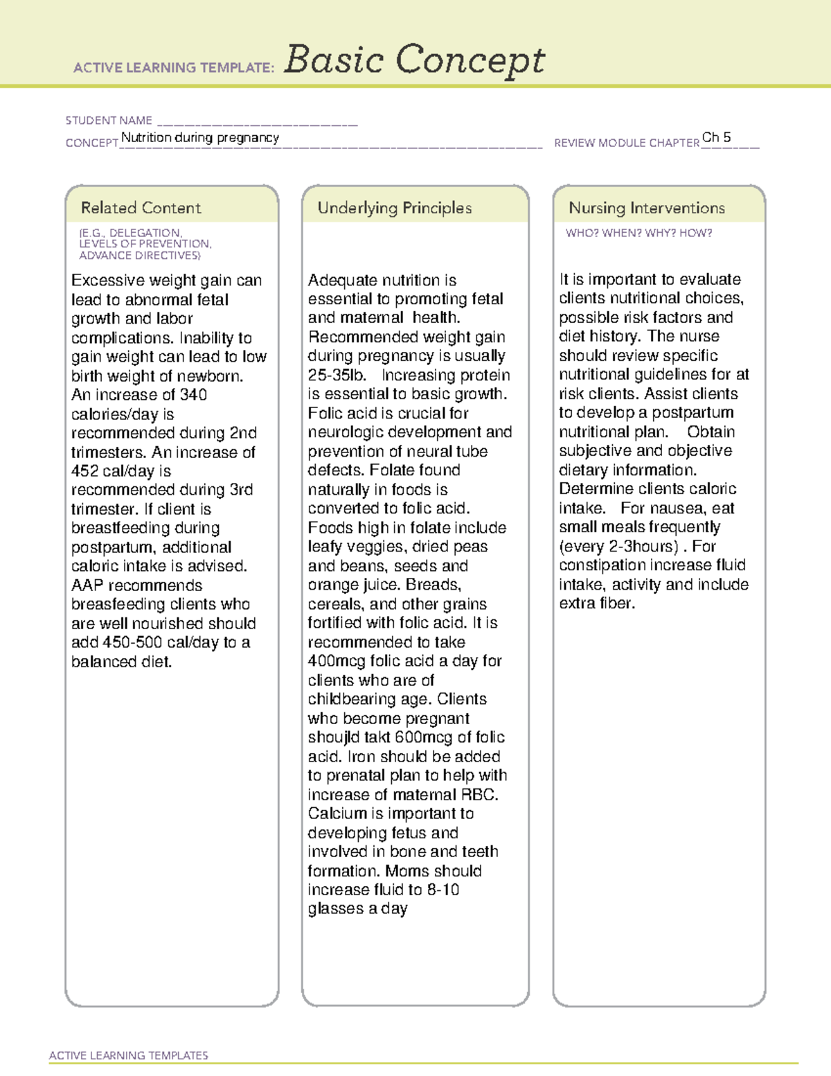 Basic Concepts in Nursing: Ch 4 Active Learning Template - Studocu