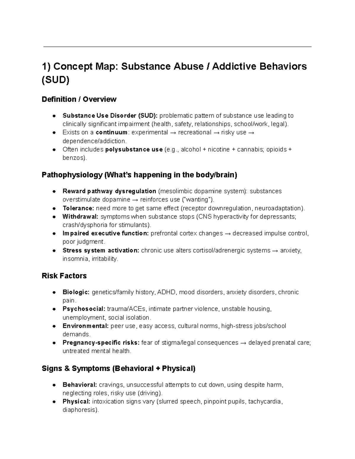 Concept Map: Substance Abuse & Addictive Behaviors (SUD) Overview - Studocu