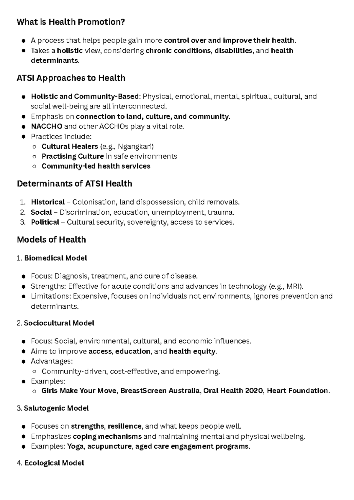 Health Promotion: Understanding ATSI Approaches and Models of Health ...