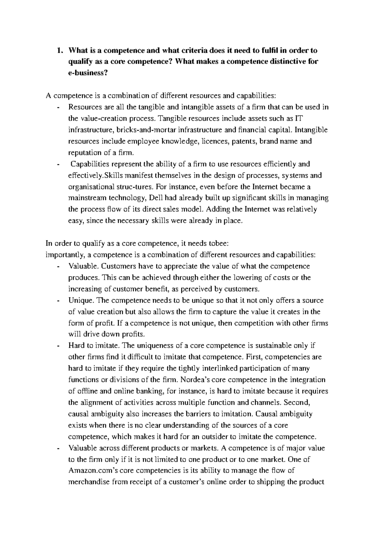 Chap 4 - Understanding Core Competence and the Value Chain Impact - Studocu