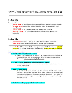 IB Business Management Unit 1 (Notes, Case studies and Tools) - UNIT 1 ...