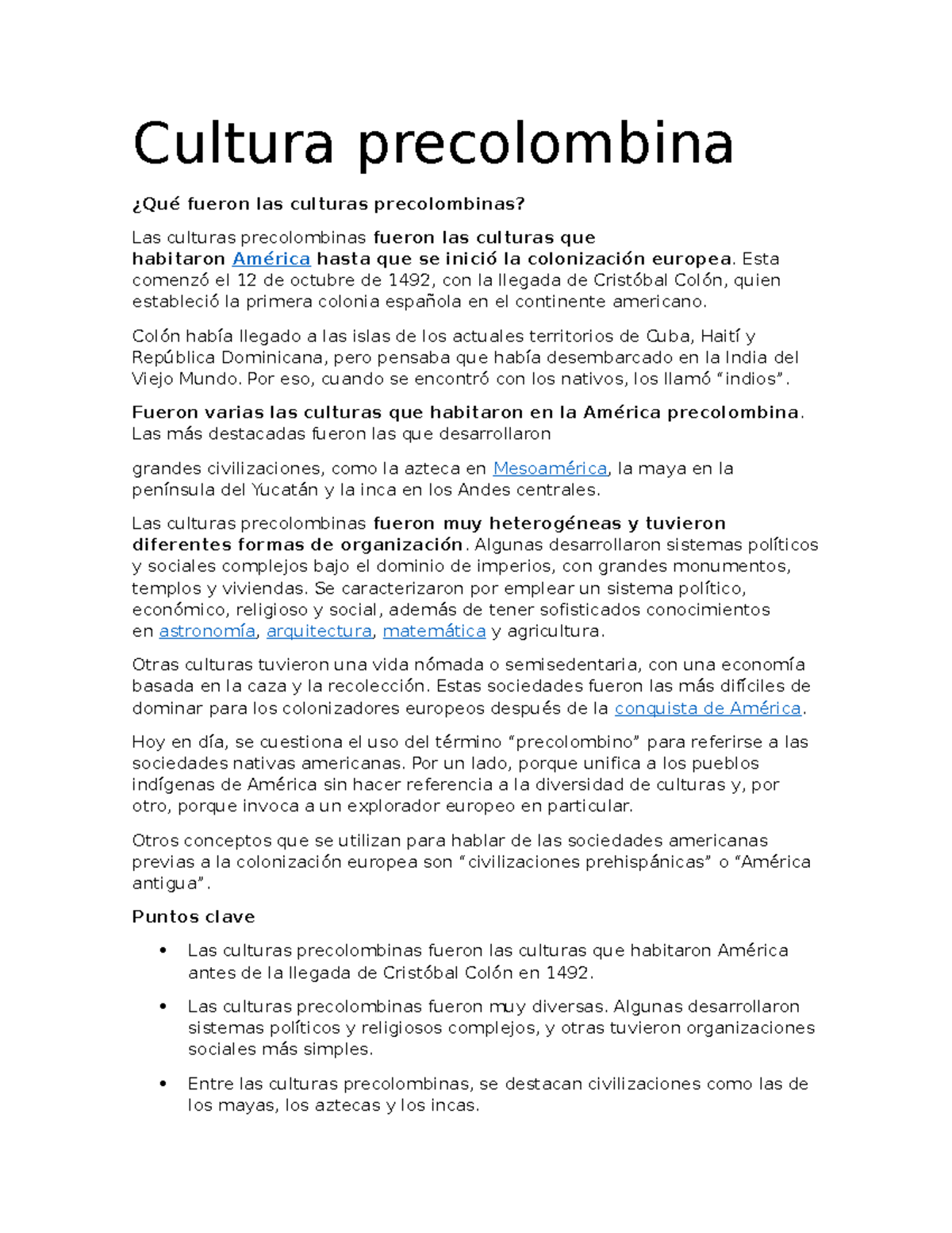 Culturas Precolombinas y Sus Civilizaciones - FFGFG - Studocu