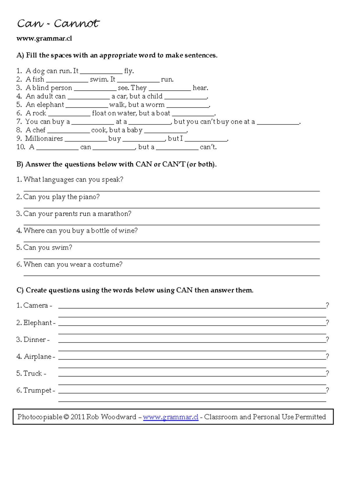 Can-Cannot: Practice Exercises for Understanding Modal Verbs - Studocu