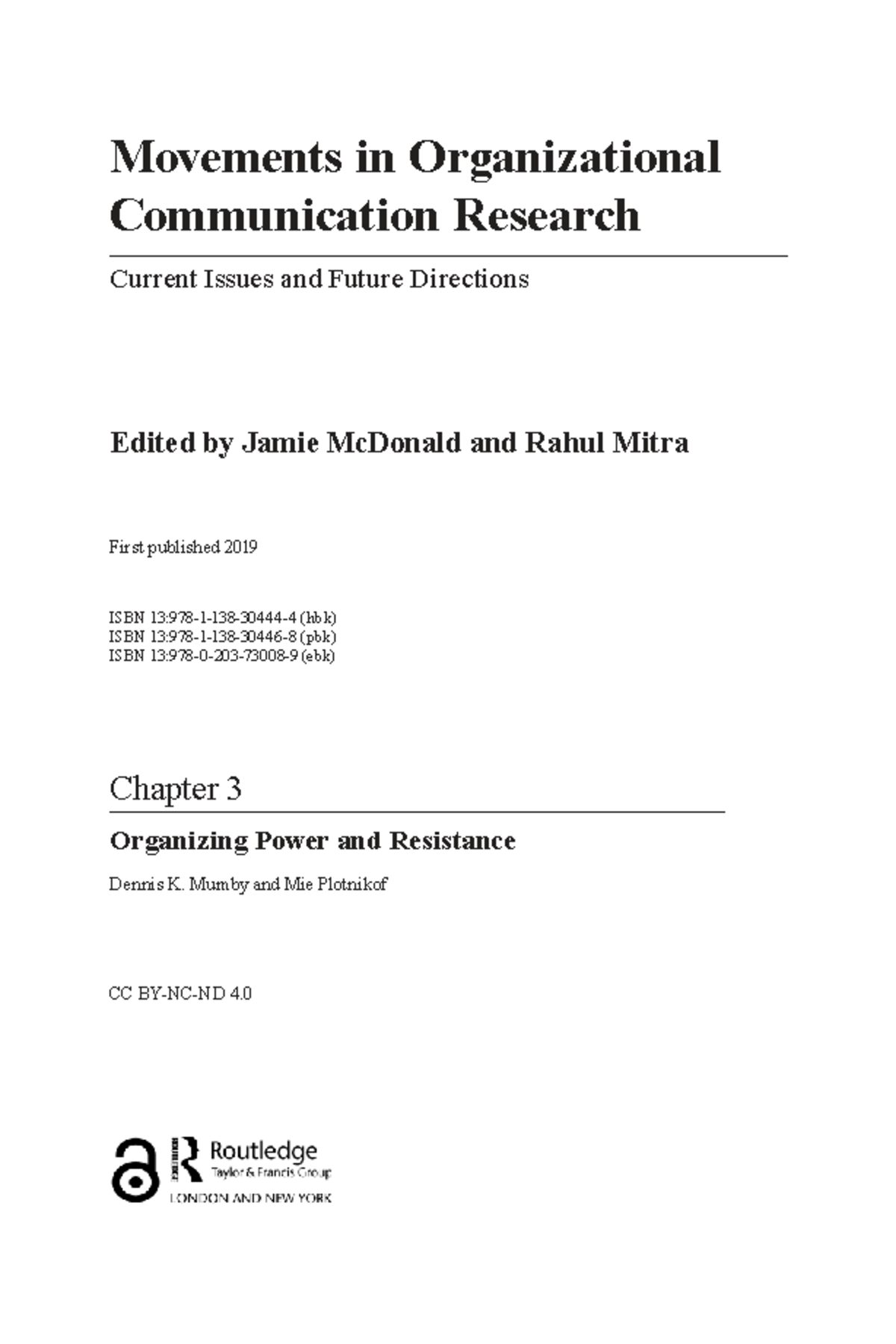 Organizing Power and Resistance: Insights from Mumby & Plotnikof (Week ...