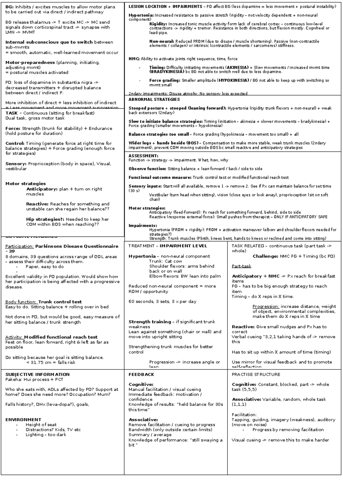BG: Motor Control Impairments in Parkinson's Disease - Case Study 5 ...