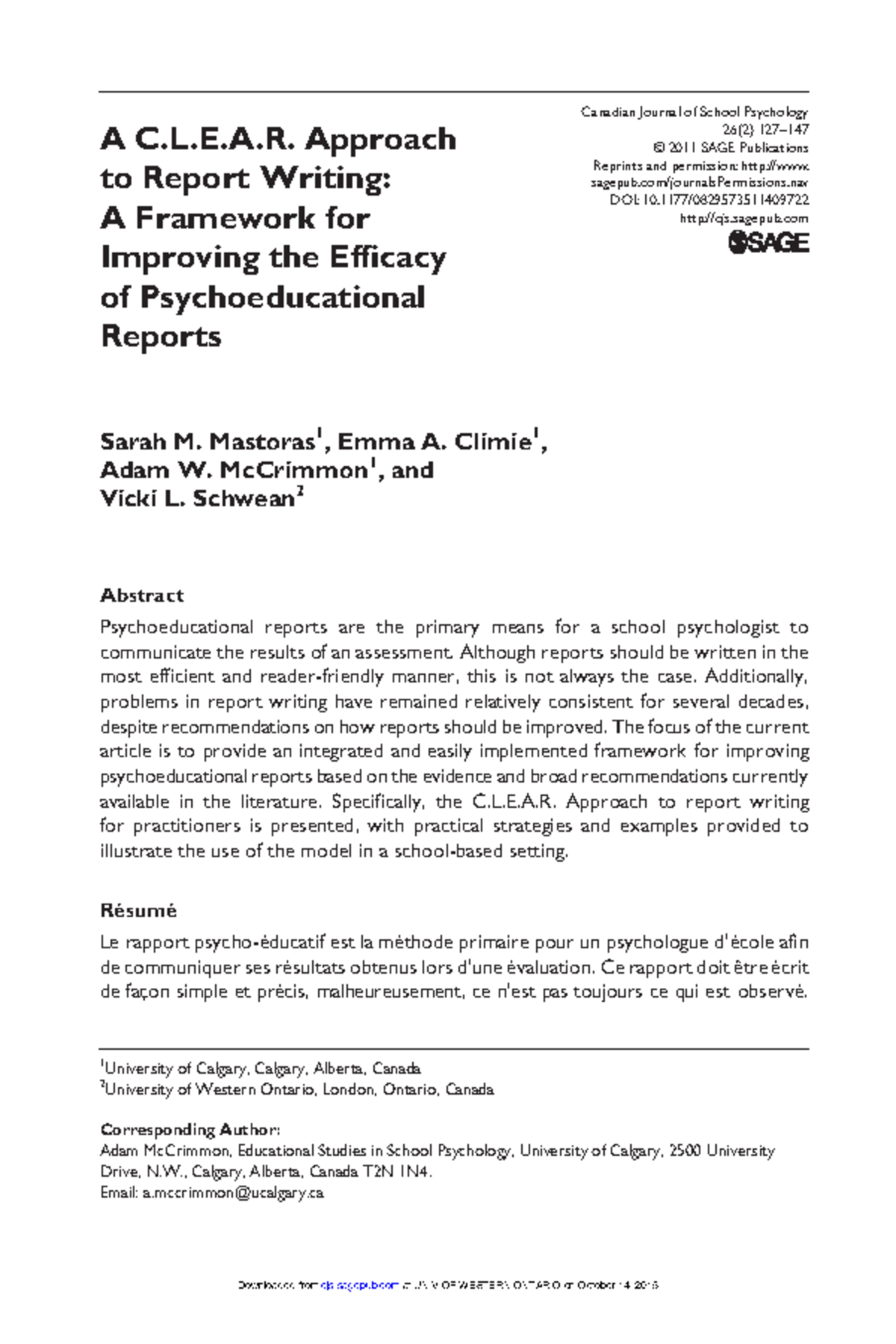 CJS409722 C.L.E.A.R. Framework for Effective Psychoeducational ...