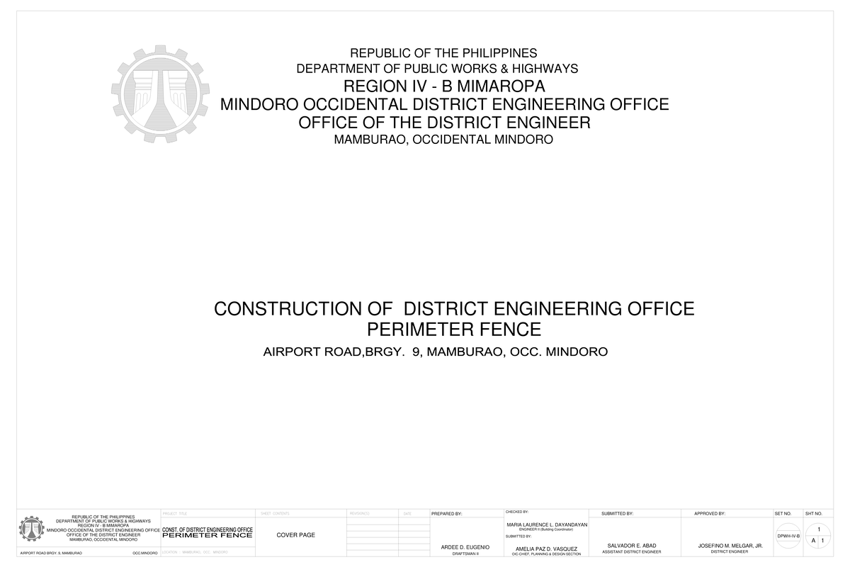 Final Plan for Perimeter Fence - DPWH 17EB0135 Mamburao, Mindoro - Studocu