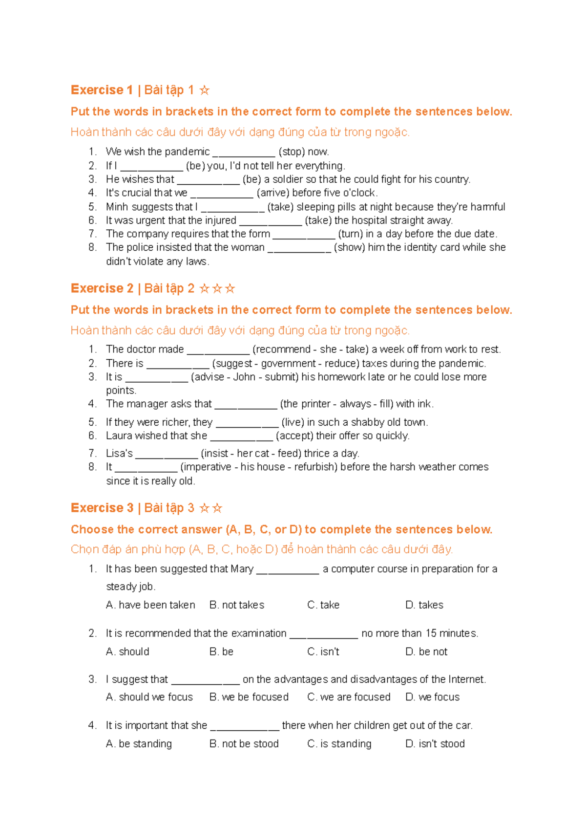 Grammar Exercises Key G12 - Unit 5 Completion and Corrections - Studocu