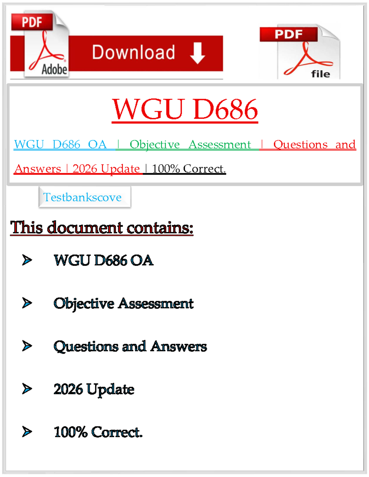 WGU D686 OA Practice Assessment Questions & Answers 2026 Update - Studocu