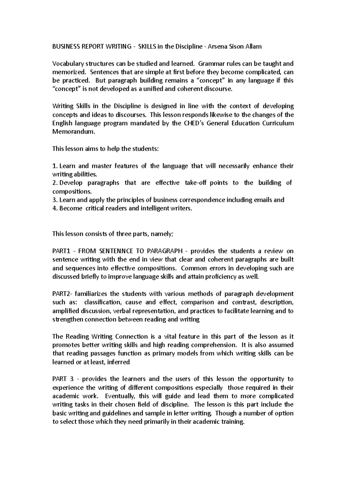 Business Report Writing Intro - BUSINESS REPORT WRITING - SKILLS in the ...