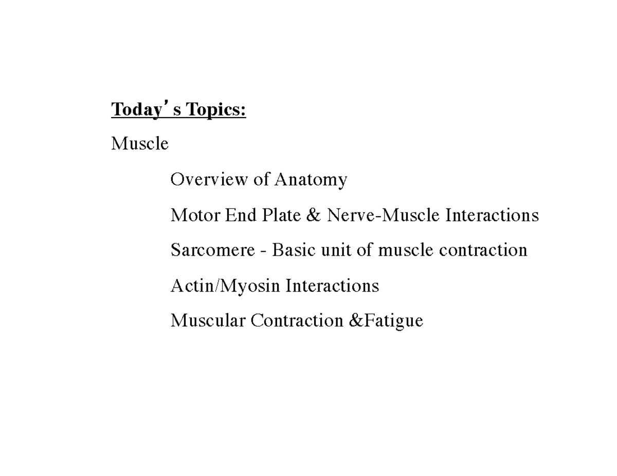 Muscle Contraction & NMJ - Lecture Notes (BIO 101) - Studocu