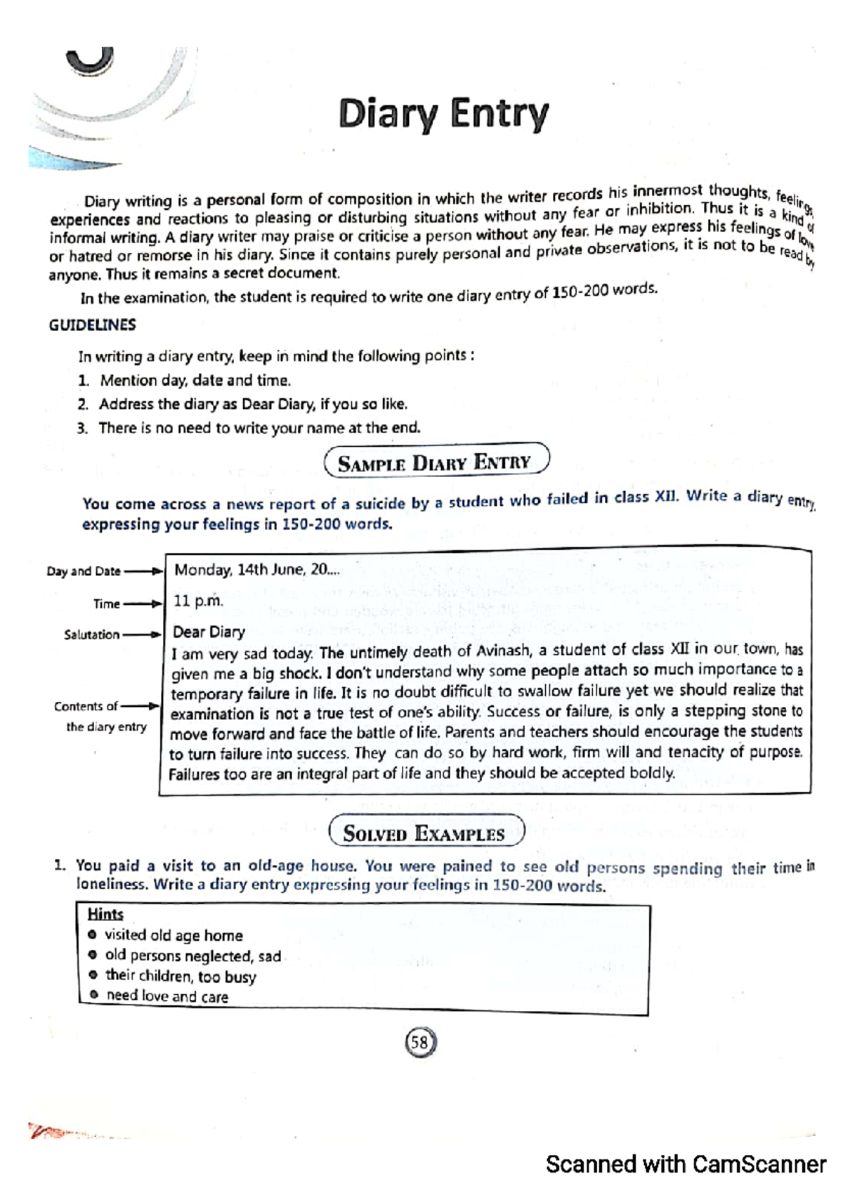 Diary Entry Guidelines and Sample for Class IX - Abc - Studocu