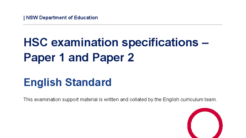 English Standard HSC Exam Specifications: Paper 1 & Paper 2 Overview ...