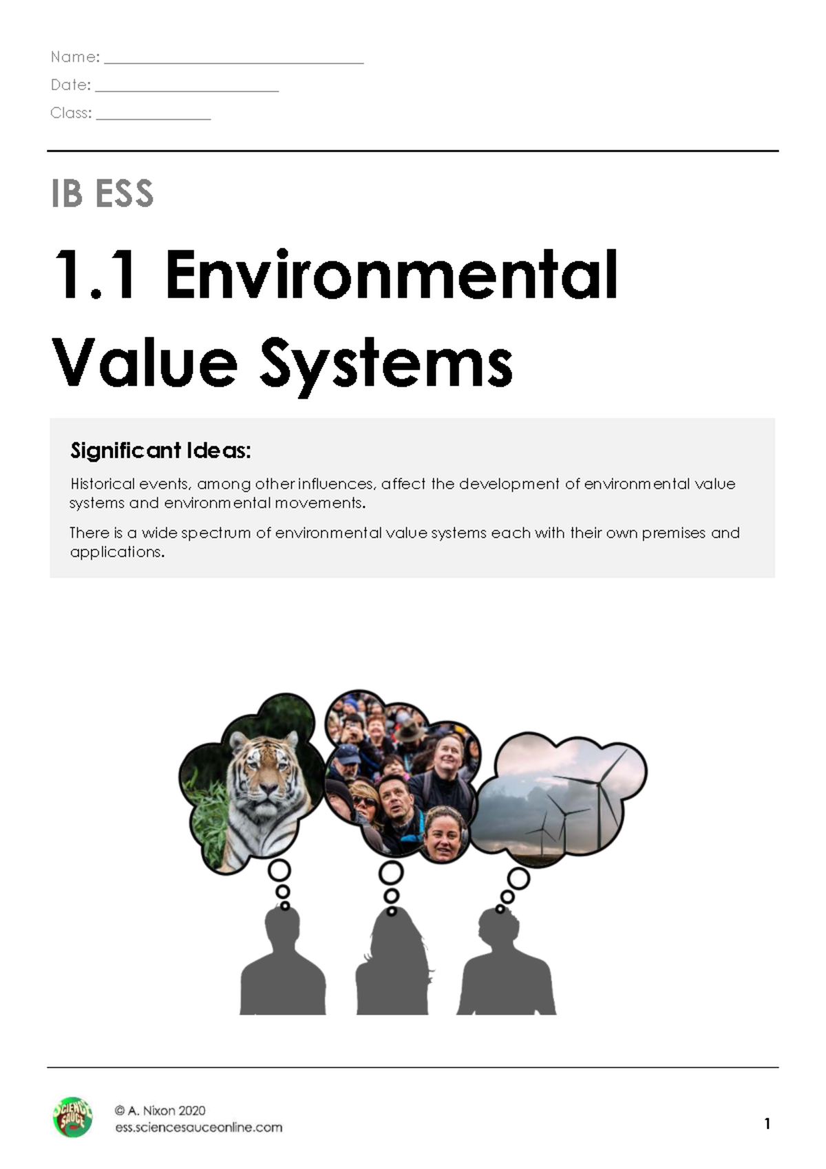 IB ESS 1.1 Environmental Value Systems: Key Concepts & Influences - Studocu