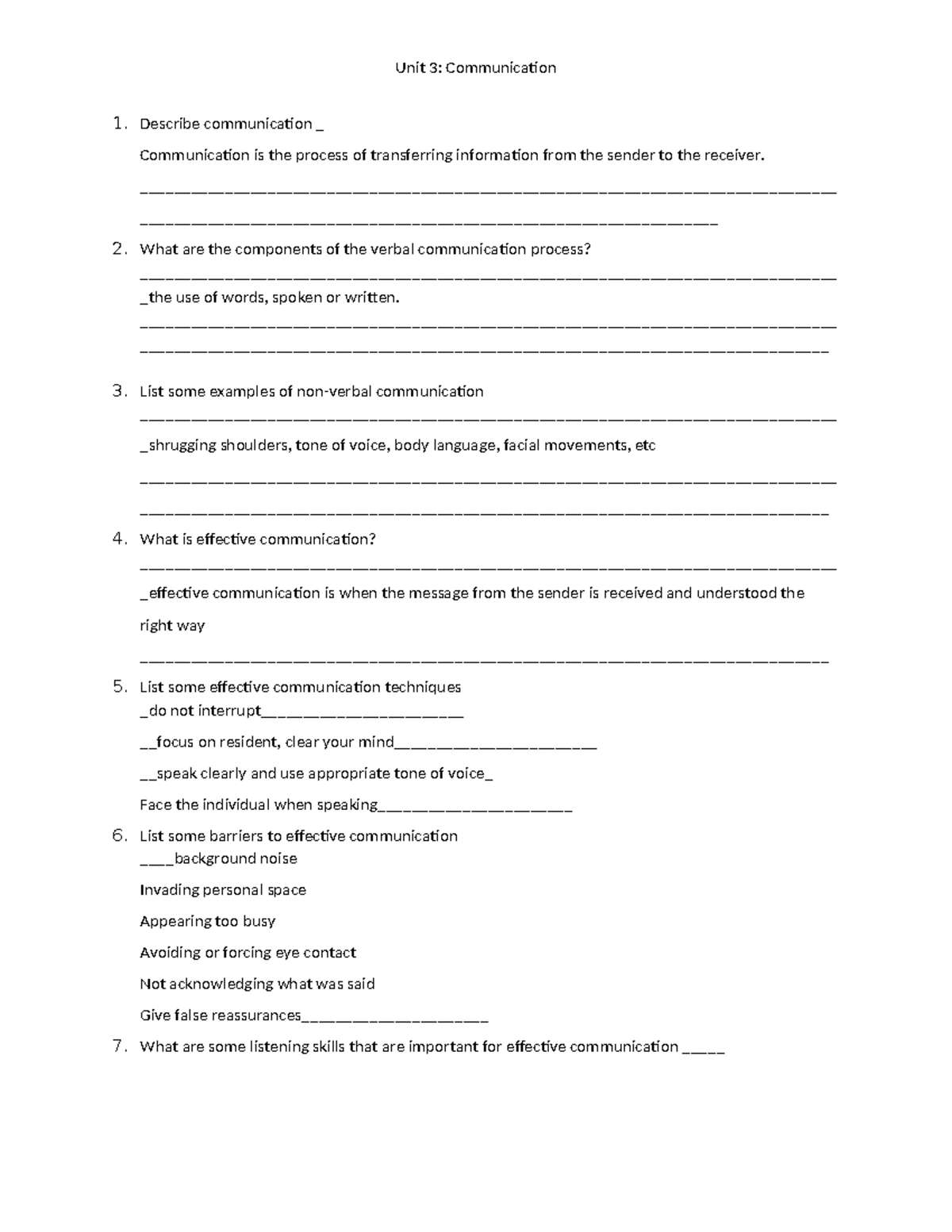Effective Communication Techniques & Care Plan Strategies (Unit 3 ...