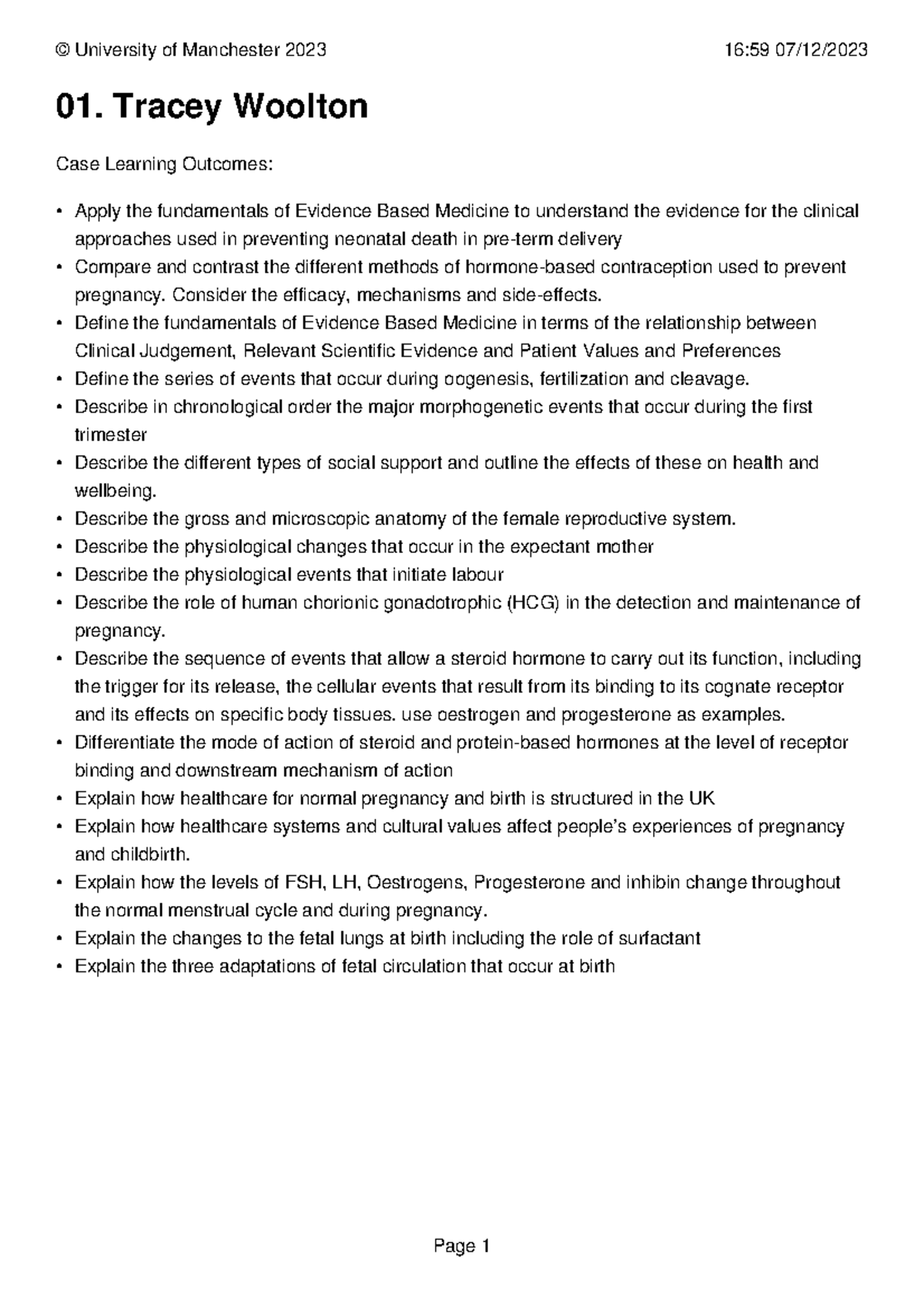 Case Learning Outcomes for Evidence Based Medicine in Maternity Care ...