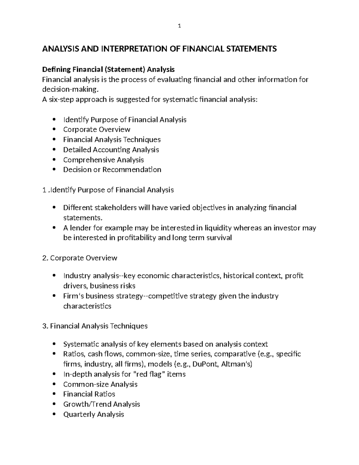 Financial Statement Analysis Techniques: A Comprehensive Guide - Studocu