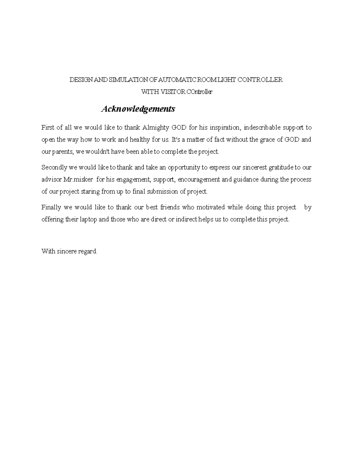 CPTP 6: Design & Simulation of Automatic Room Light Controller - Studocu